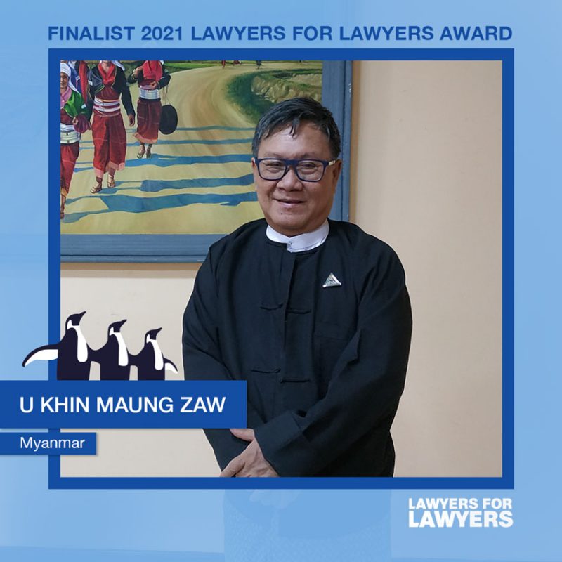 Advocaat U Khin Maung Zaw uit Myanmar op de shortlist van de L4L-Award